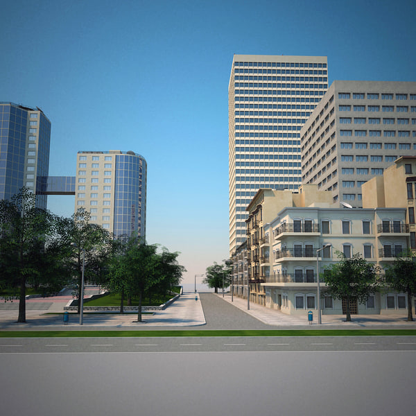 realistic hd city block 3d model