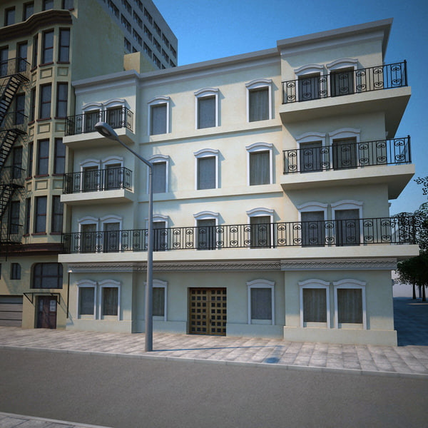 realistic hd city block 3d model