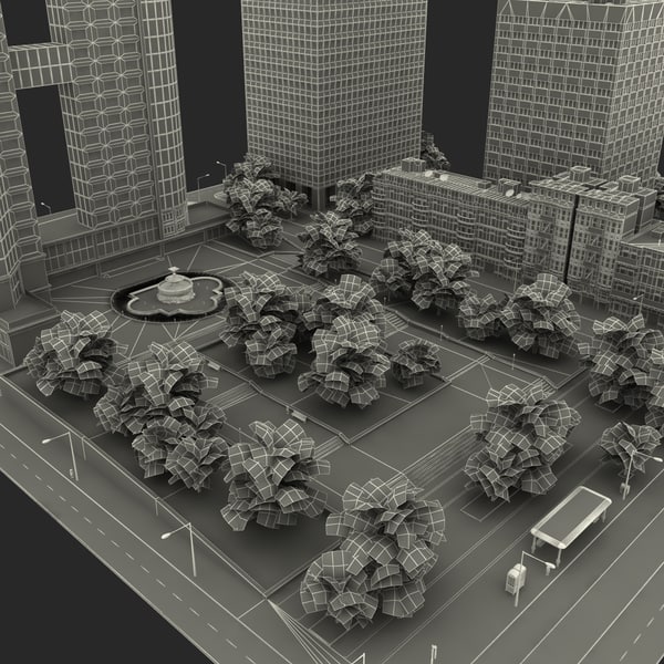 realistic hd city block 3d model
