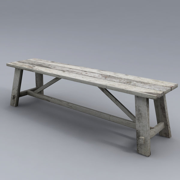 wood bench 3d 3ds