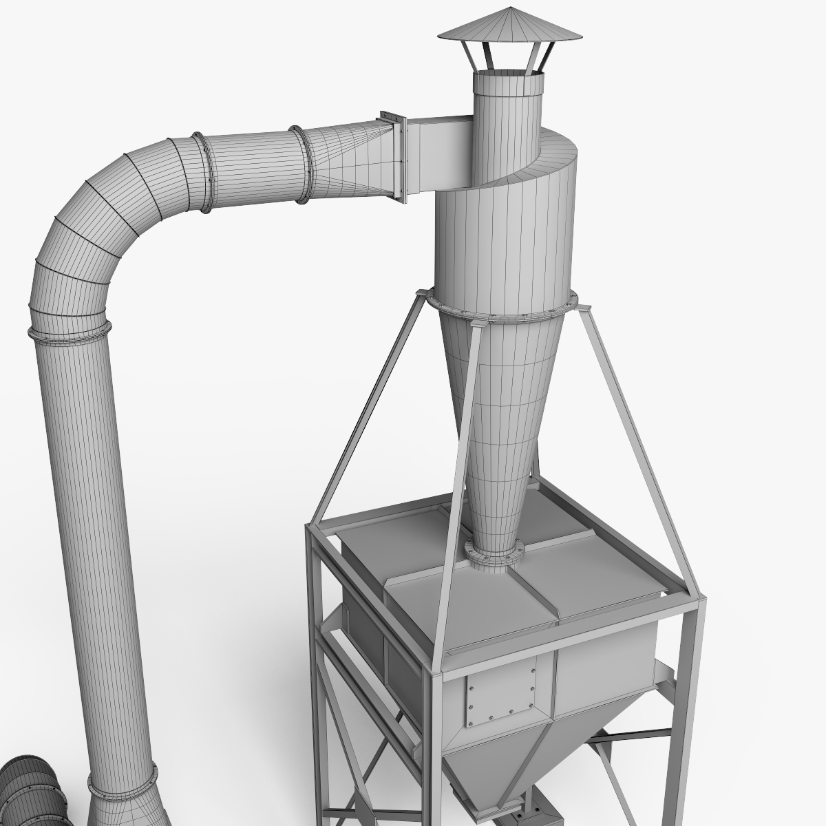 3d model industrial cyclone dust collector