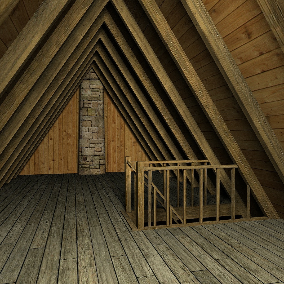 a-frame house 3d obj