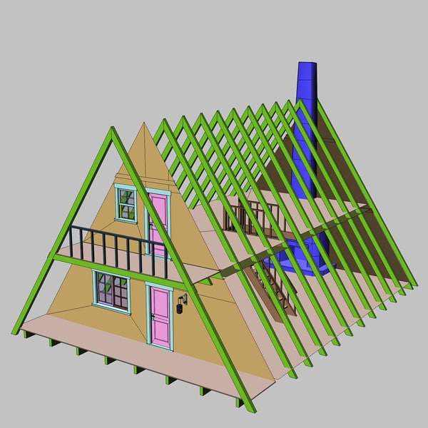 a-frame house 3d obj