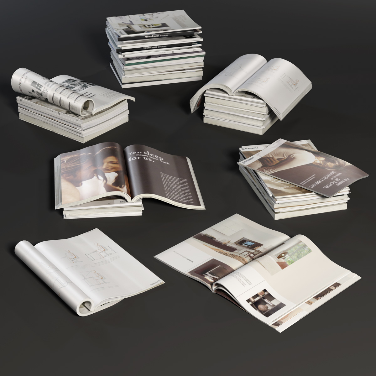 magazines decorating 3d max