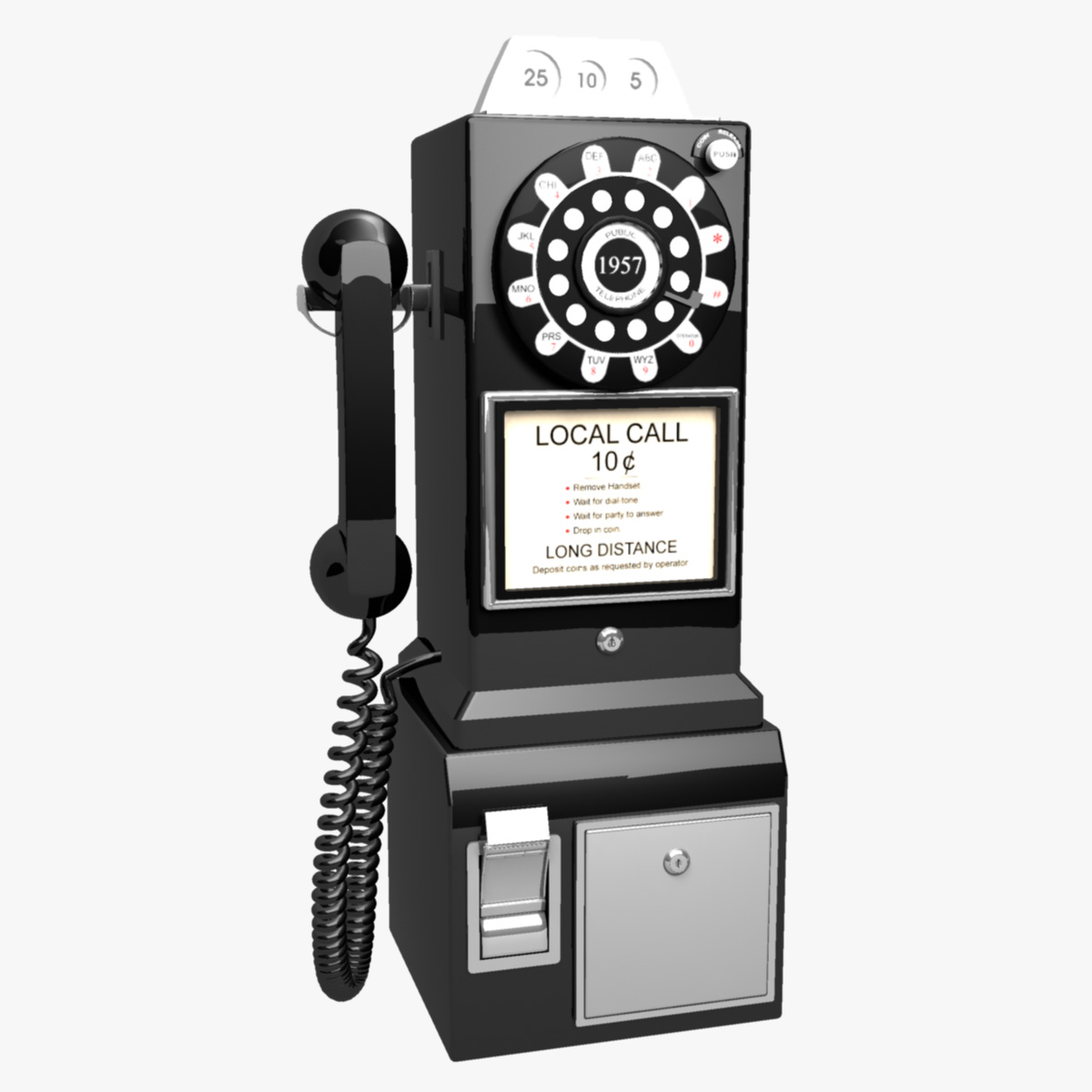3d model retro payphone