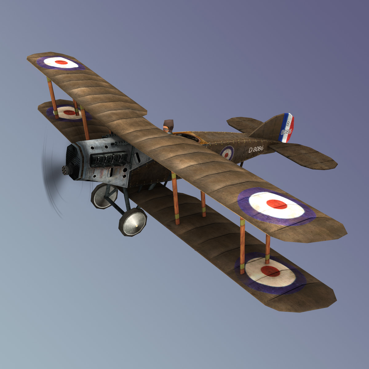 bristol biplane aircraft 3d model