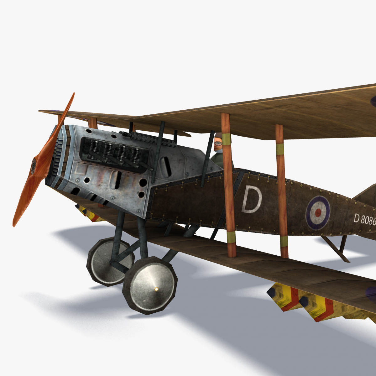 bristol biplane aircraft 3d model