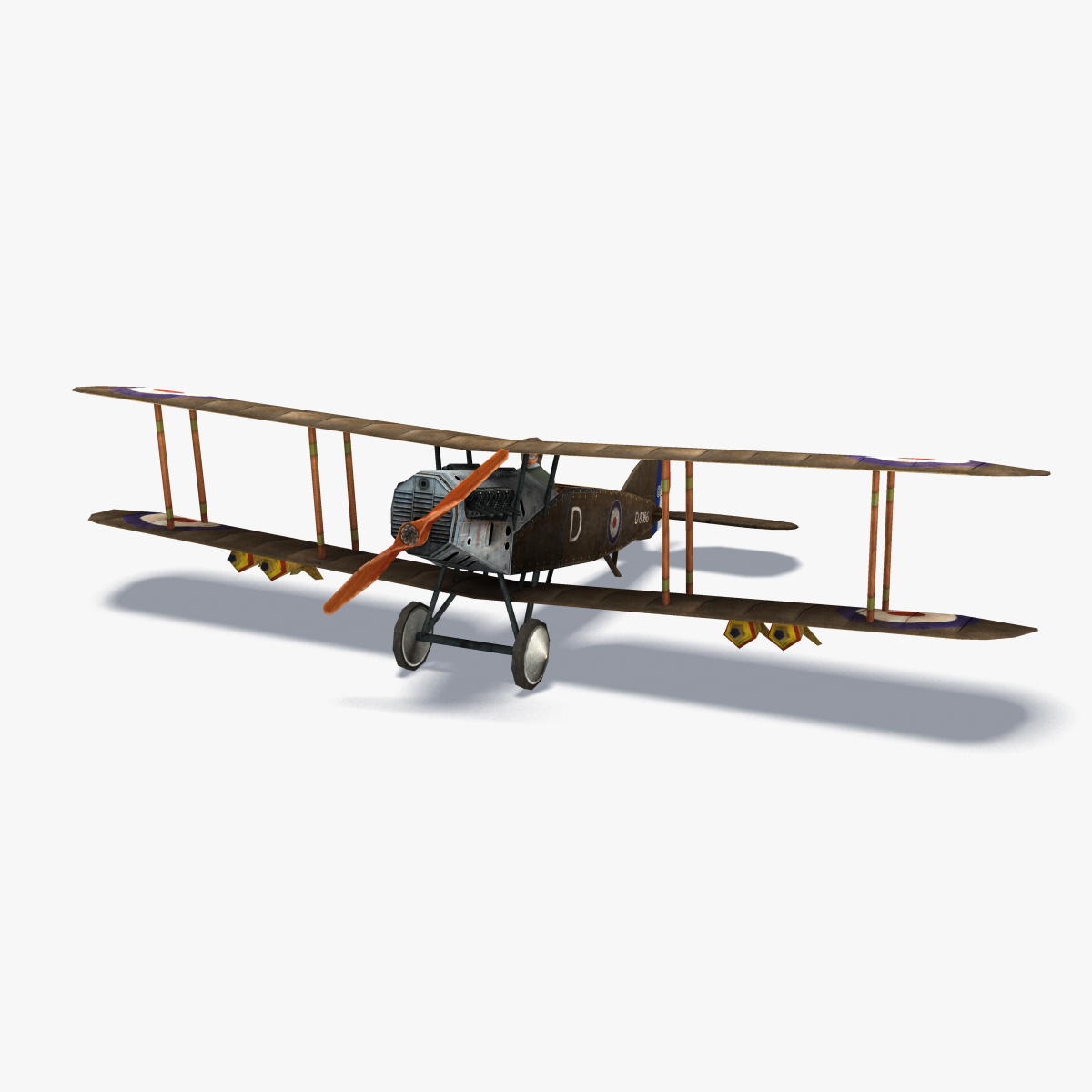 bristol biplane aircraft 3d model