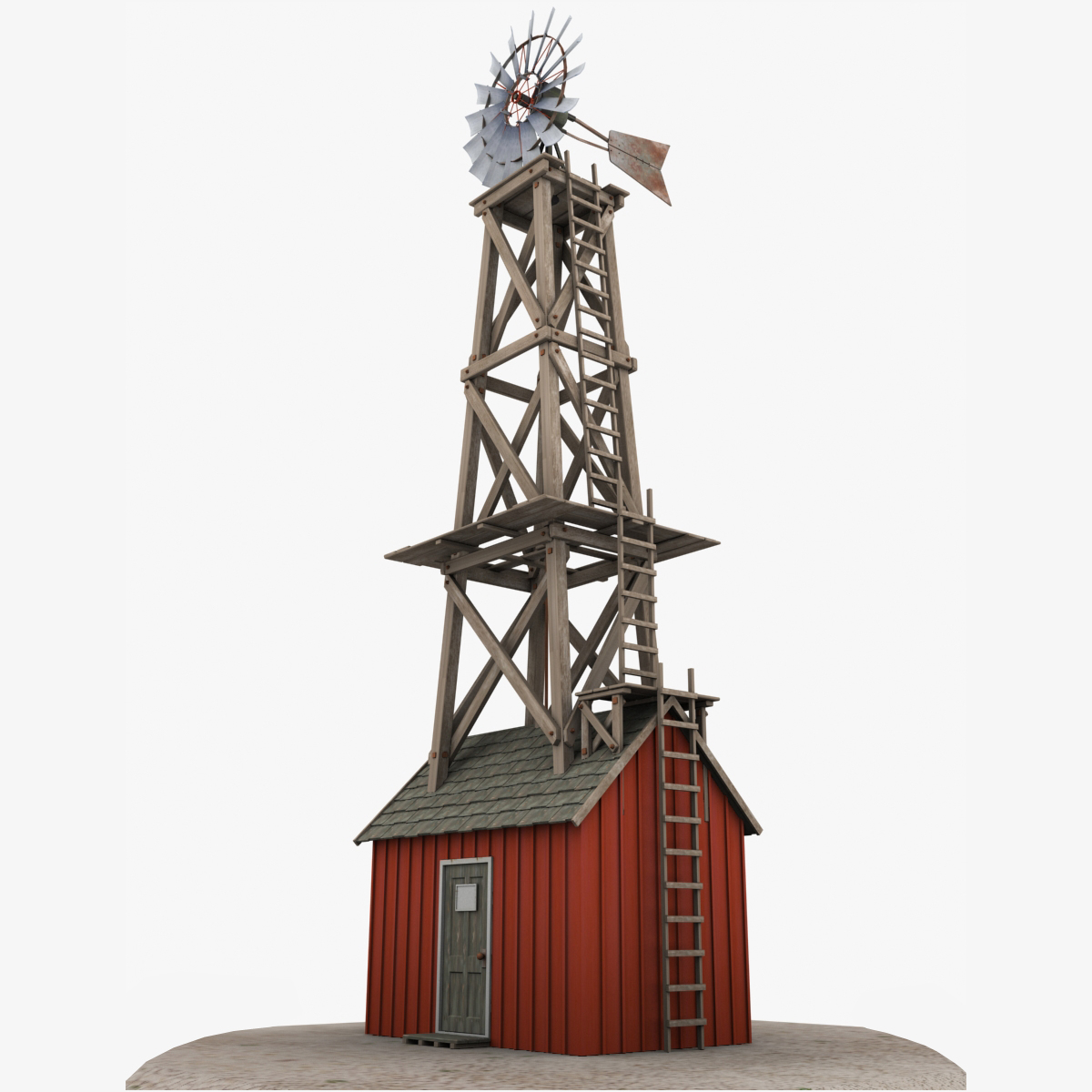 3d farm building windmill wind model