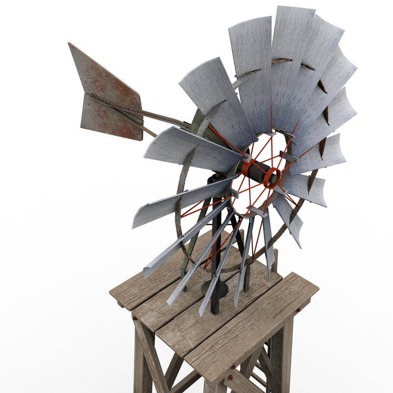 3d farm building windmill wind model