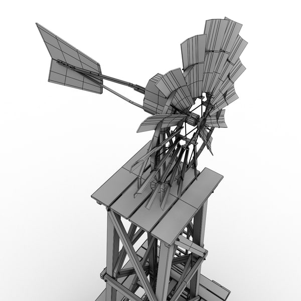 3d farm building windmill wind model