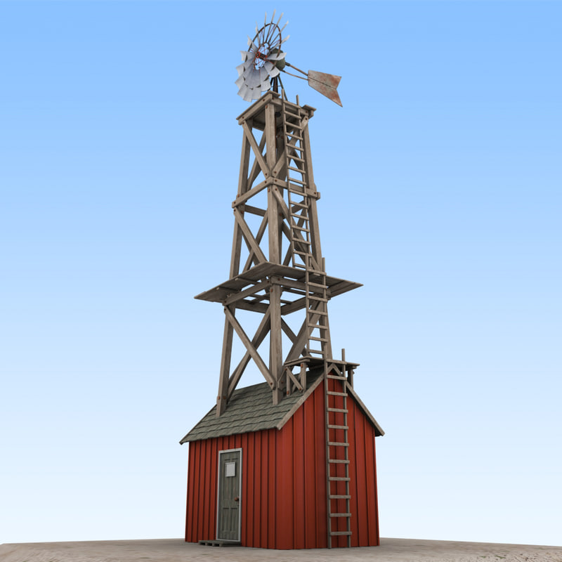 3d farm building windmill wind model