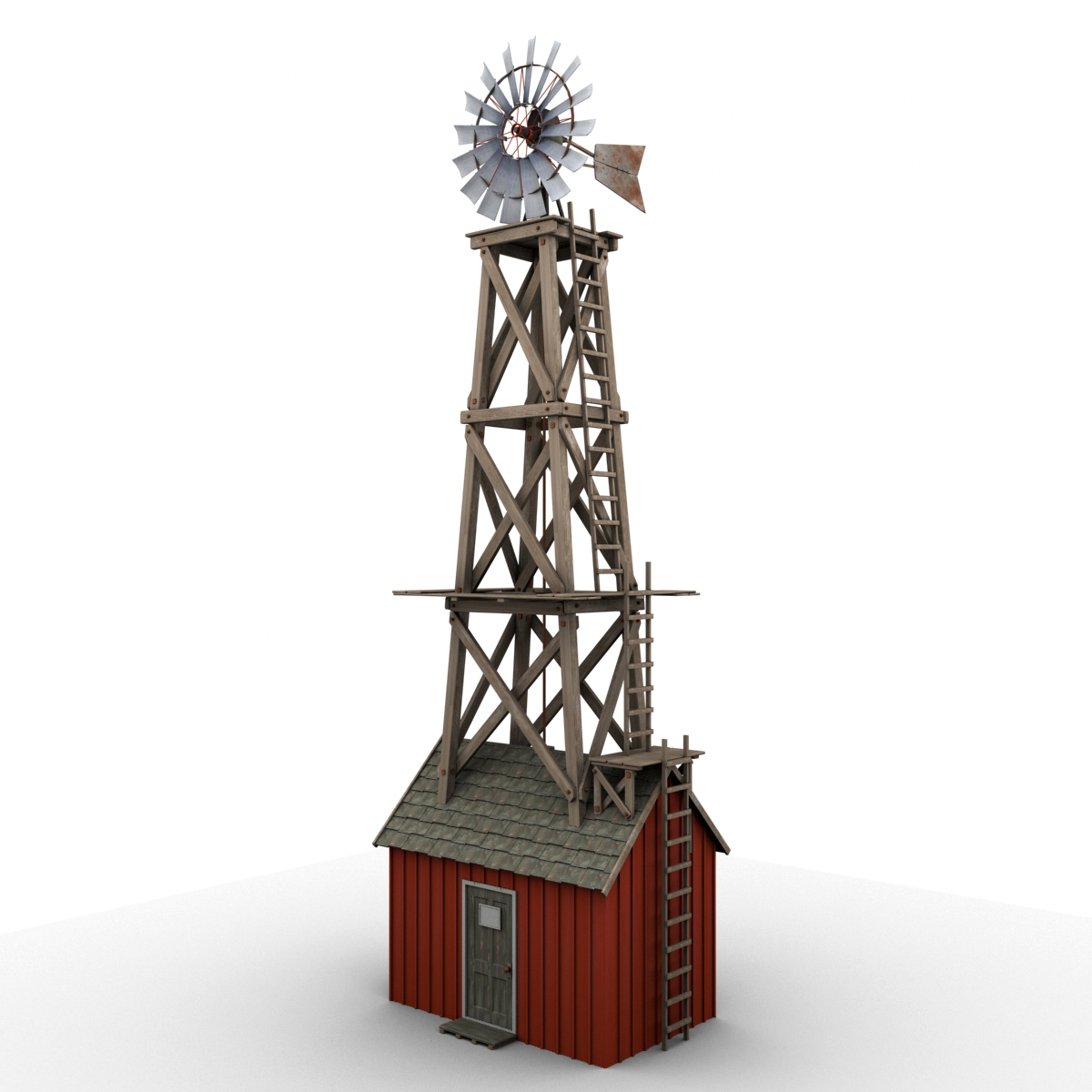 3d farm building windmill wind model