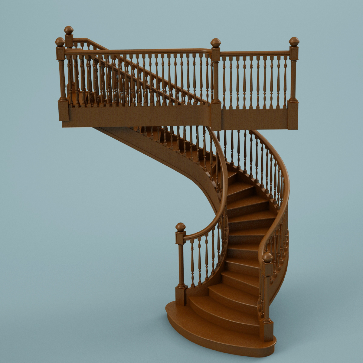 3d wooden staircase stair model
