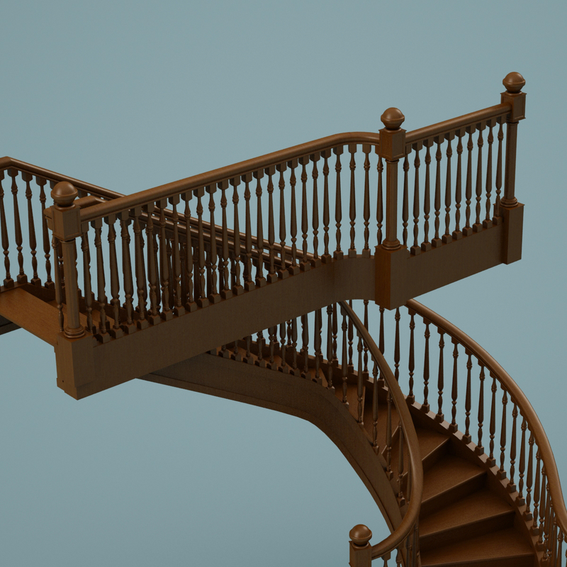 3d wooden staircase stair model
