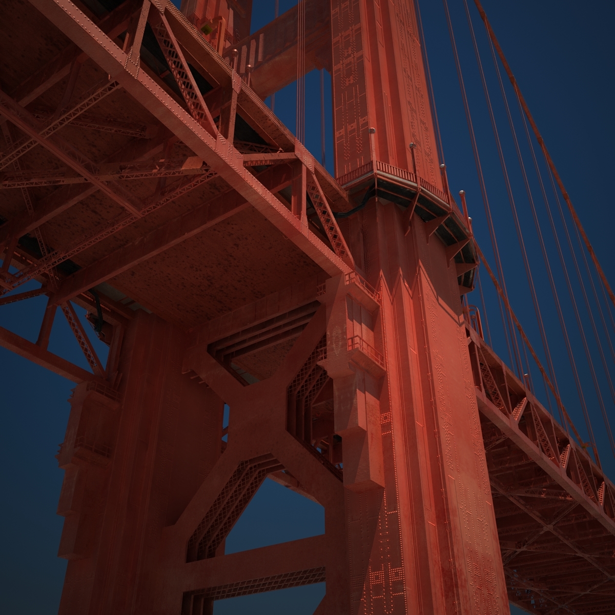 golden gate bridge architecture 3d model