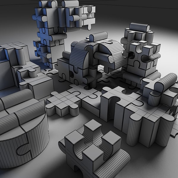 3d model jigsaw puzzle building blocks