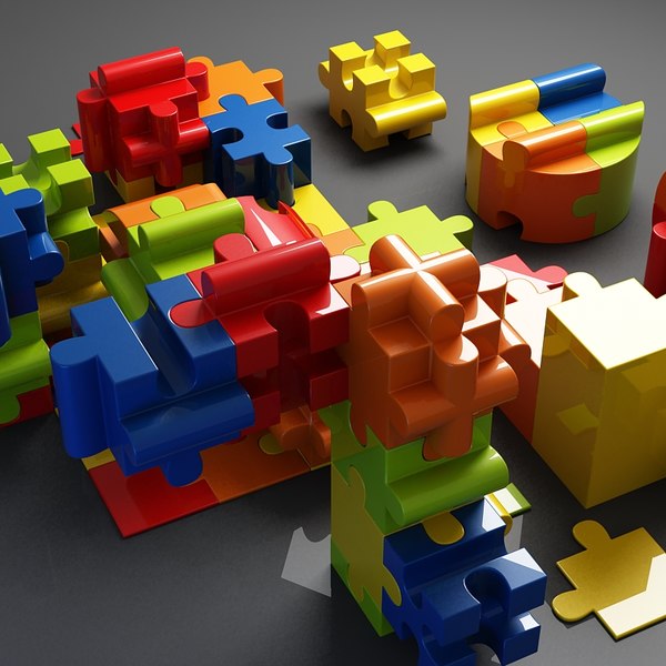 3d model jigsaw puzzle building blocks