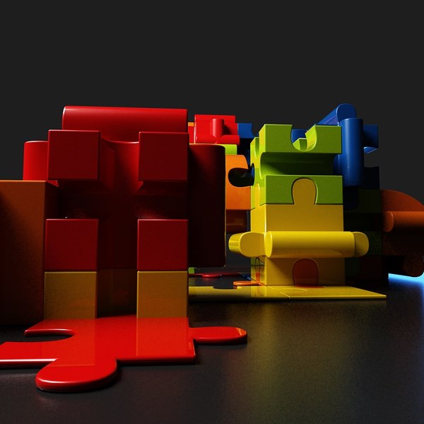 3d model jigsaw puzzle building blocks