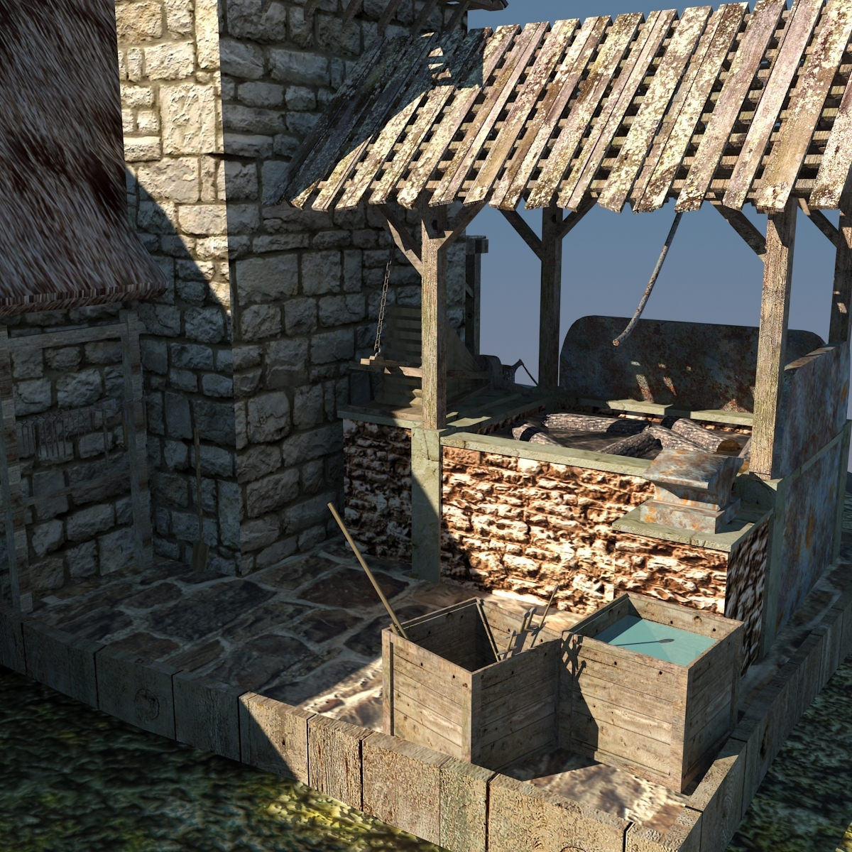 3dsmax medieval blacksmith house