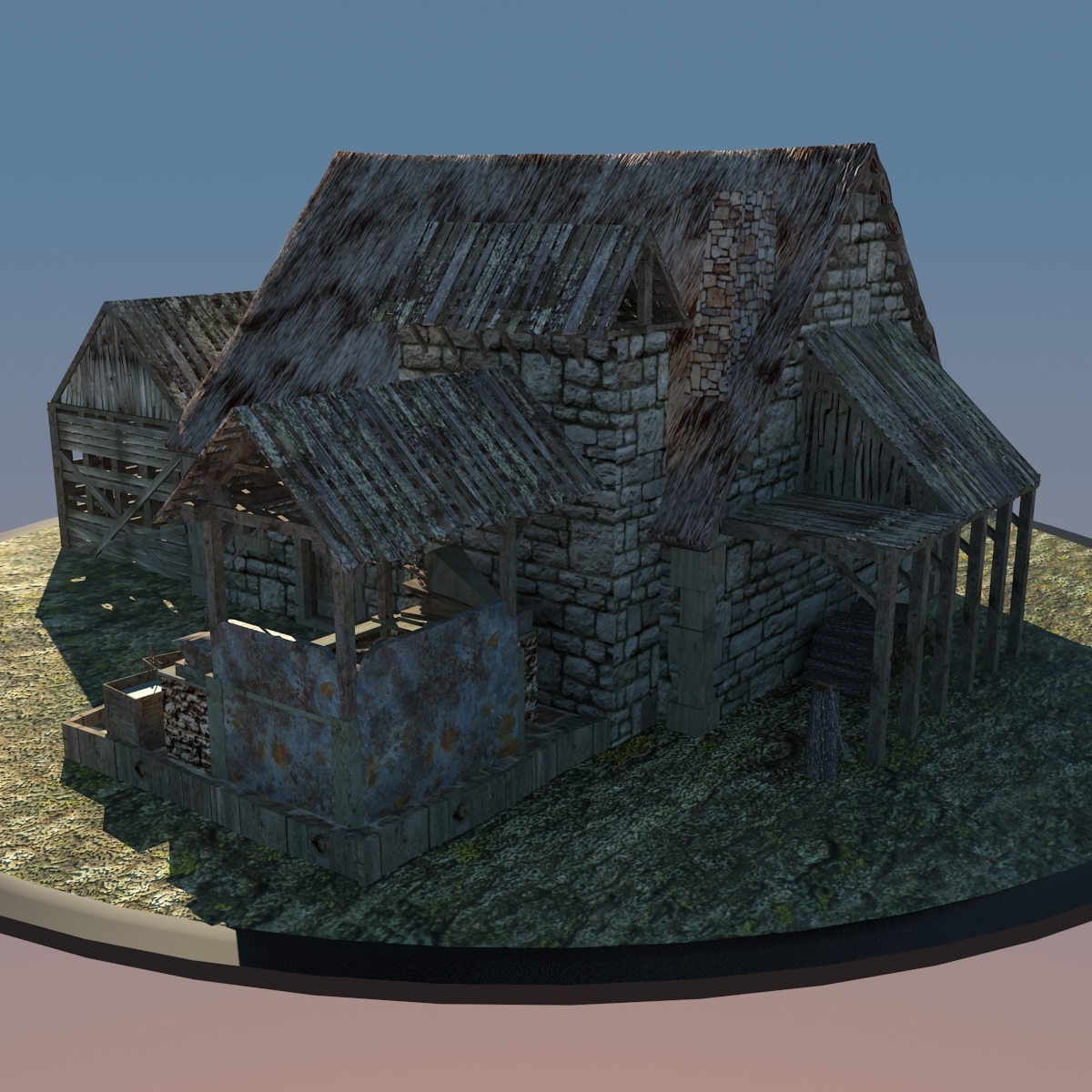 3dsmax medieval blacksmith house