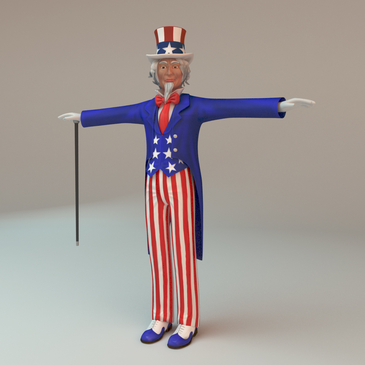rigged character uncle sam 3d max
