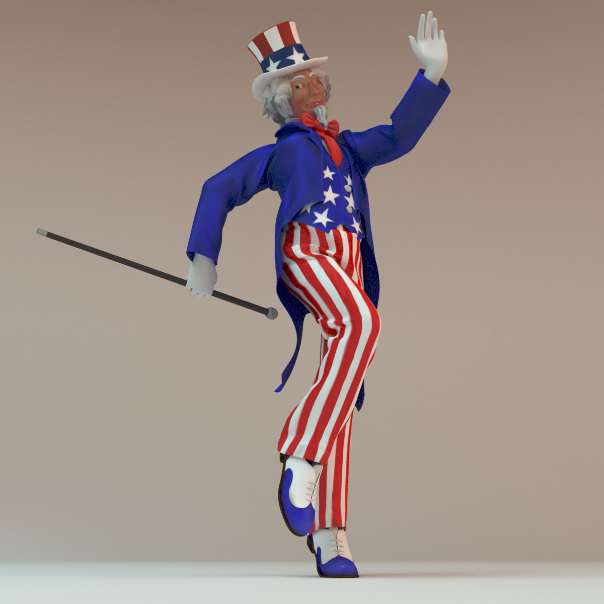 rigged character uncle sam 3d max