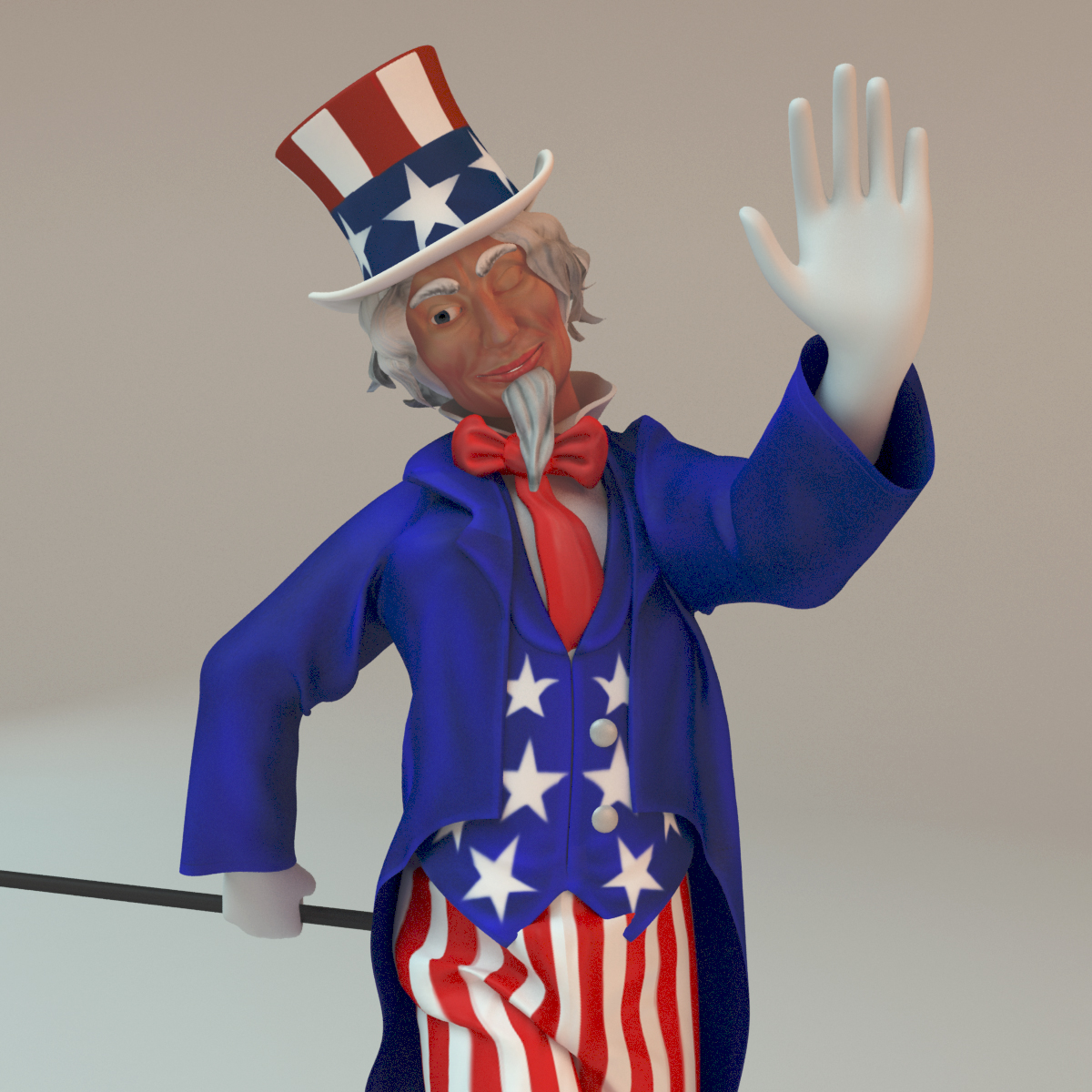 rigged character uncle sam 3d max