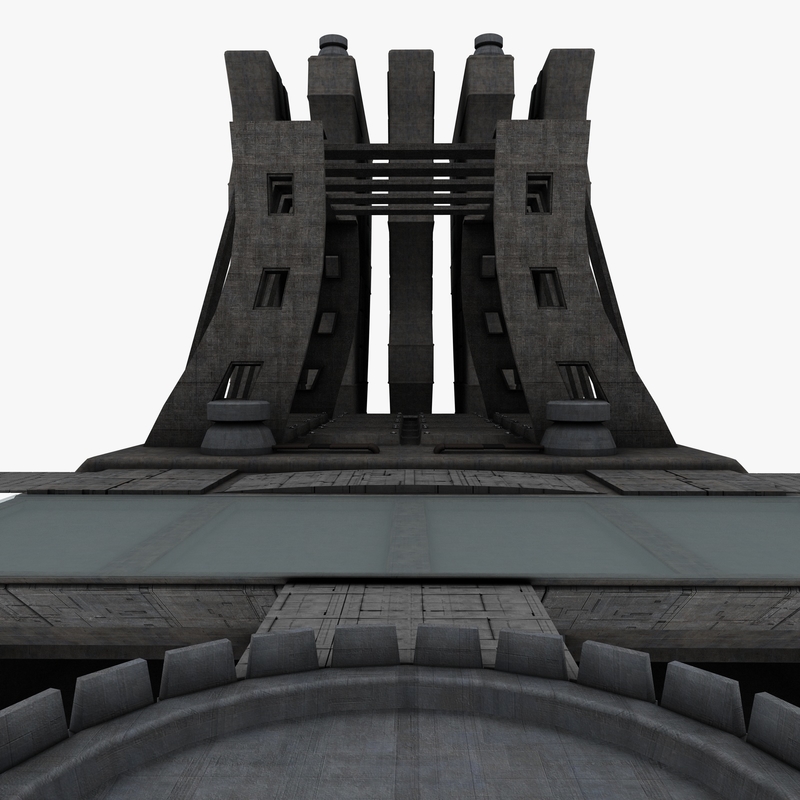 3d futuristic science fiction building model