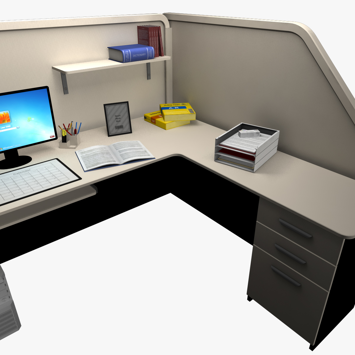 3d model office cubicle