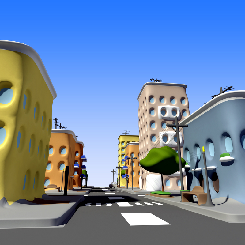 cartoon city building blocks 3d max