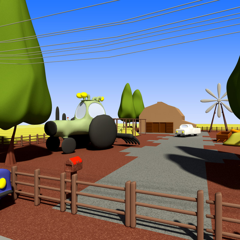 3d model cartoon farm