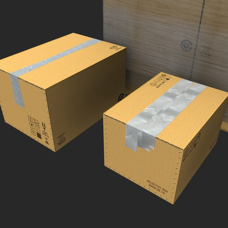 3d 3ds cardboard boxes stack