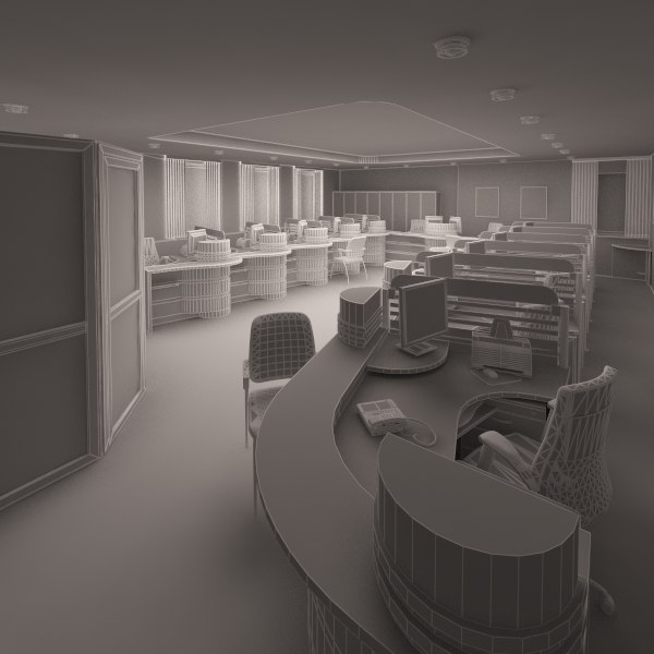 3d bank interior furniture