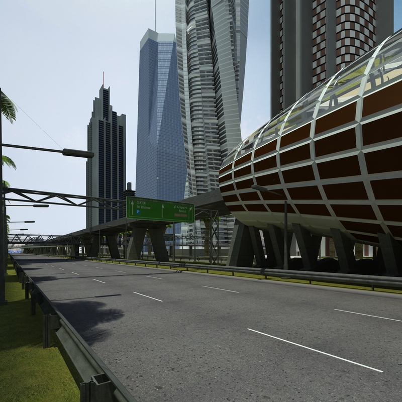 3d model skyscraper city road cityscape