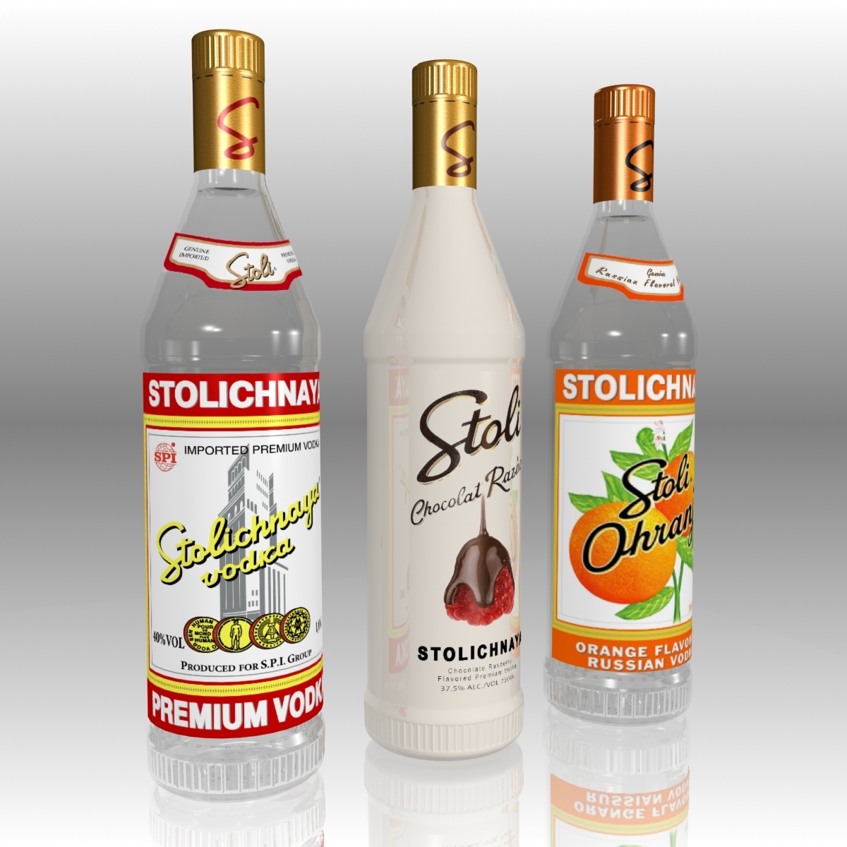 realistic set stolichnaya vodka 3d max
