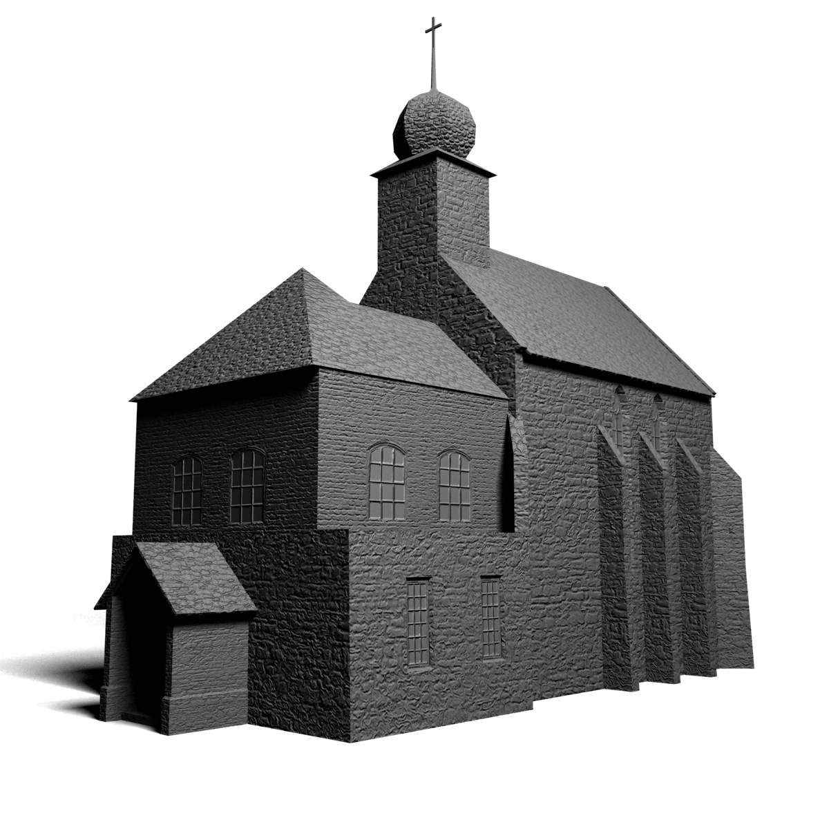 3d max low-poly medieval church