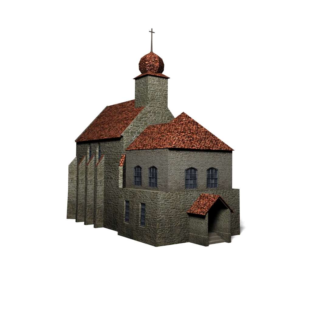 3d max low-poly medieval church