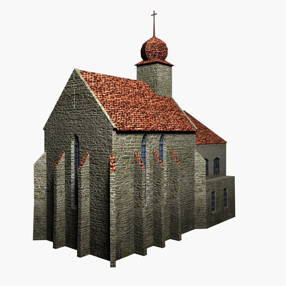 3d max low-poly medieval church