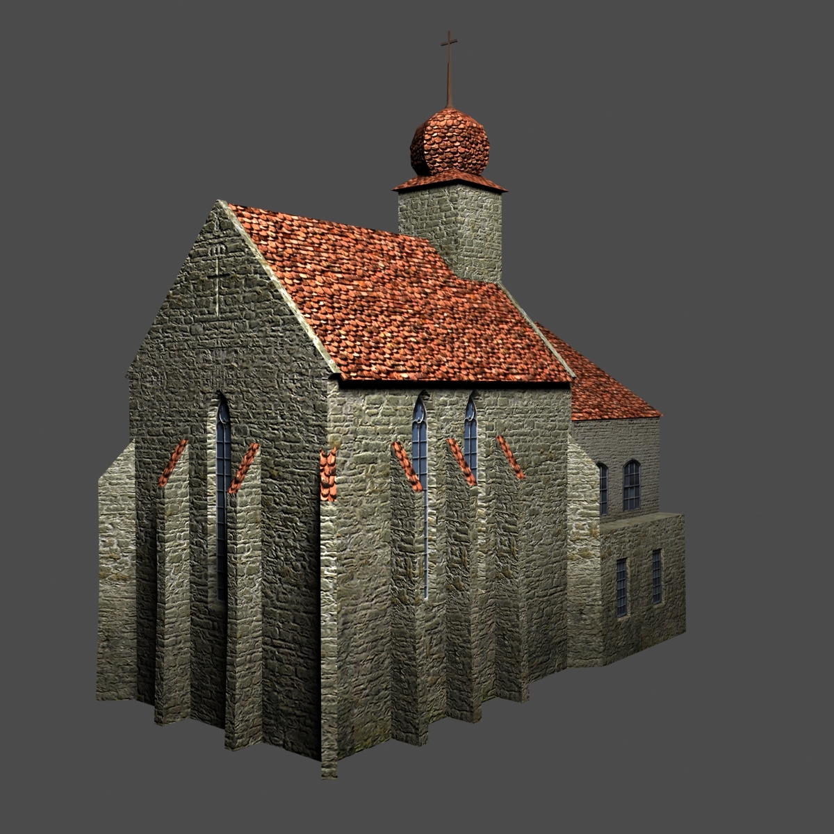 3d max low-poly medieval church