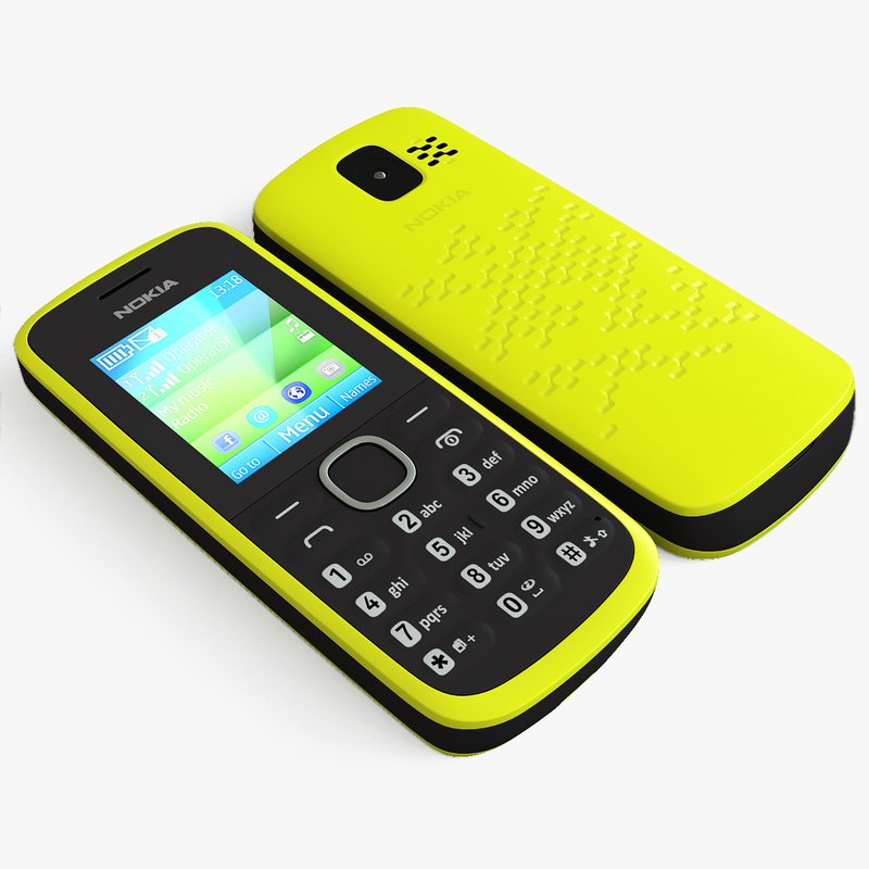 3d model yellow nokia 110 cellphone