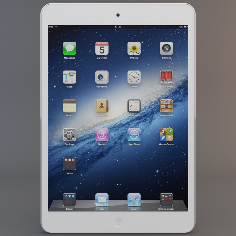 white ipad mini 3d model