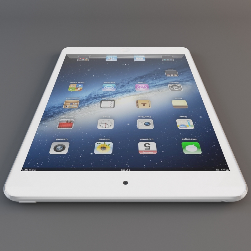 white ipad mini 3d model