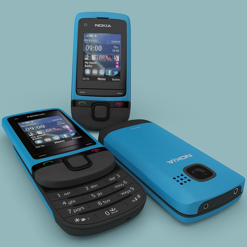 nokia c2 05 blue 3d model