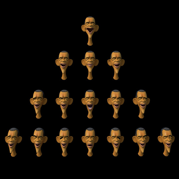 cartoon caricature barack obama 3d obj