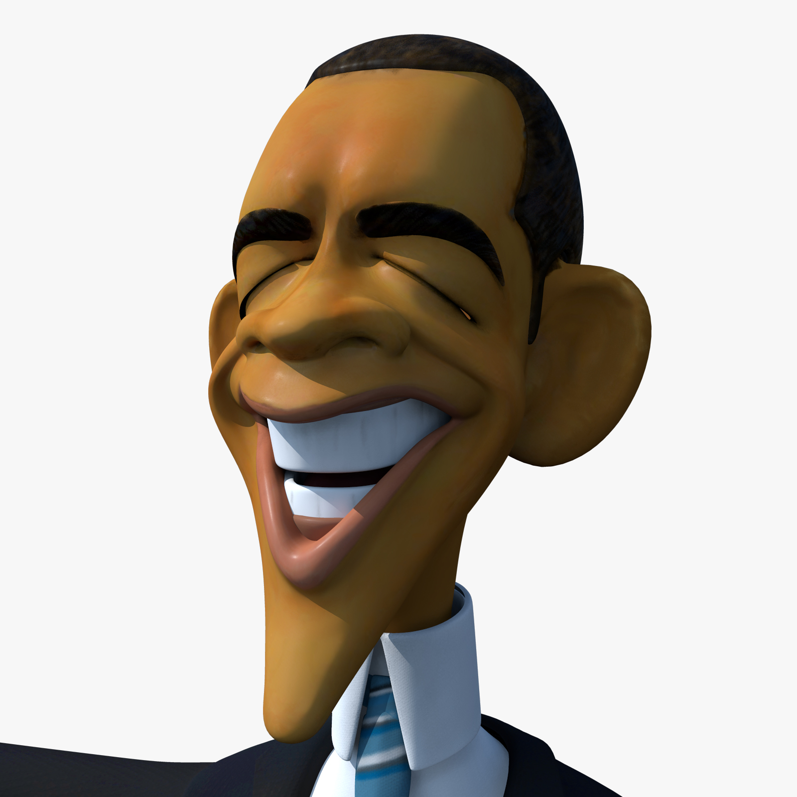 cartoon caricature barack obama 3d obj