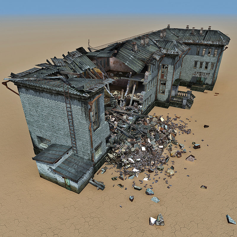 3d destroyed house 10 model
