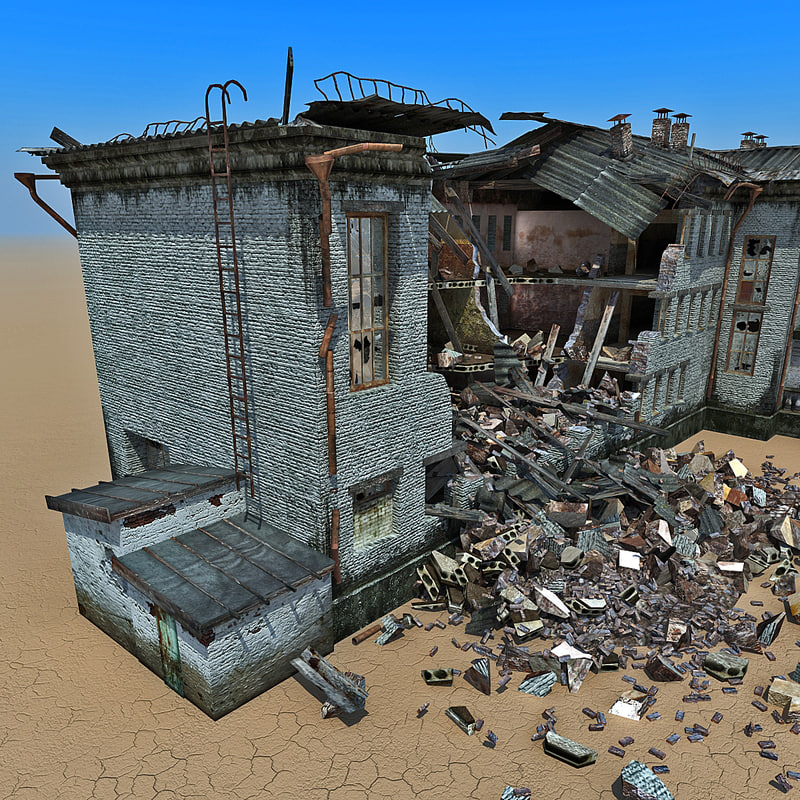 3d destroyed house 10 model