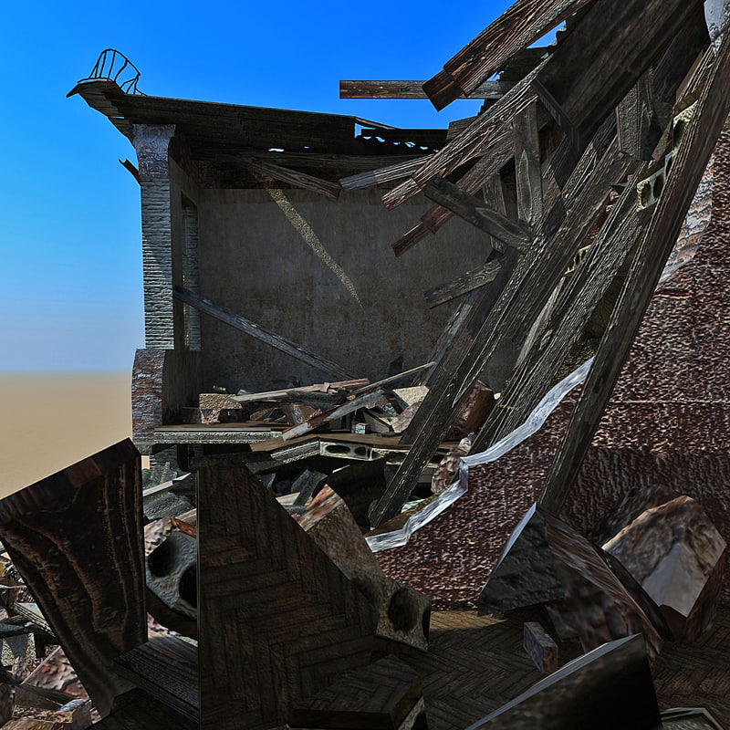 3d destroyed house 10 model