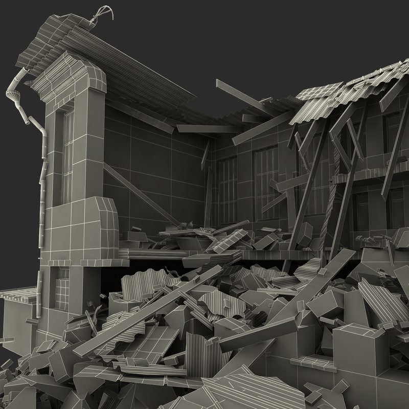 3d destroyed house 10 model